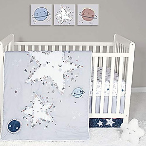 Sammy & Lou Starlight 4-Piece Baby Crib Bedding Set, Includes Quilt, Fitted Crib Sheets Neutral, Crib Skirt, and Plush Toy