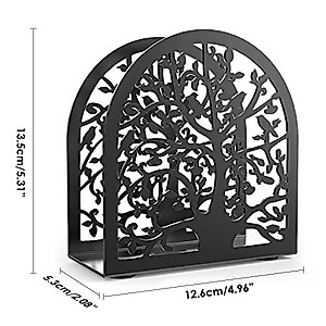 Housolution Napkin Holder, Tree & Bird Design Metal Freestanding Tissue Dispenser Organizer Iron Tabletop Paper Napkin Holder Stand for Home Kitchen Restaurant Picnic Party - Black
