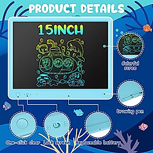 2 Pieces LCD Writing Tablet 15-inch Colorful Screen Drawing Pad Erasable Reusable Electronic Kids Drawing Tablet Kids Drawing Tablet Gifts for 3+ Years Old Girls Boys