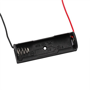 ZRM&E 10-Pack AA 1.5V Battery Case Holder,1 Slots Battery Spring Clip Storage Box - with Black Red Wire Leads