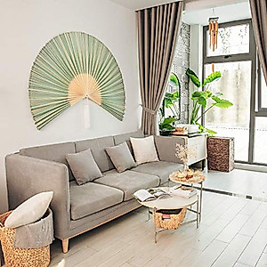 Artera Large 60" Bamboo Folding Wall Fan - Solid Red Plum Unpainted - Original Wall Fan (Two Tone- Blue)