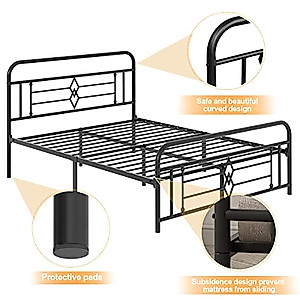 Bigbiglife Classic Metal Bed Frame with Headboard and Footboard, Sturdy Platform Bed Frame with Steel Slat Support/Under Bed Storage/No Box Spring Needed, Black, Full Size