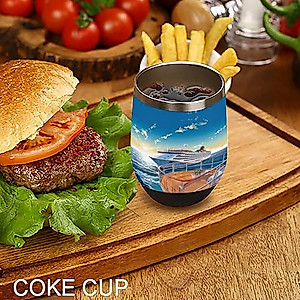 WYUSPGK 304 Stainless Steel Insulated Cup, Summer Sea Cruise Print Smooth Rim, Durable & Reusable - Perfect for Office, Home, And Travel