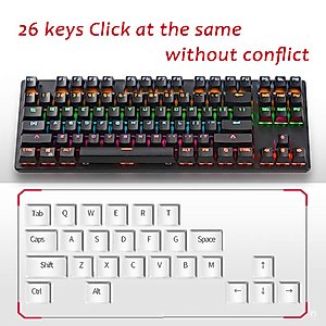K917 RGB Mechanical Gaming Keyboard 87Key Retro Keyboard-Blue Switch-LED Backlit- Round Keycaps Anti-Ghosting Mechanical Illuminated Keyboard for PC Gaming and MAC (Retro-Black)