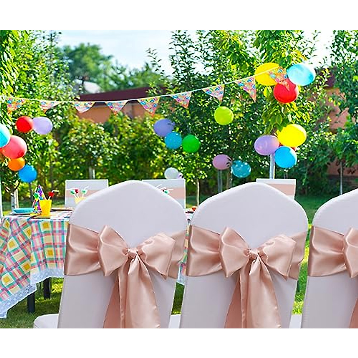 Gankar Wedding Chair Sashes Satin Bows 7x108 Inch Party Chairs Accessories Ribbon Knots Ties for Marry Banquet Baby Shower Hotel Restaurant Christmas Decoration Activity (50 Pieces, Blush Pink)