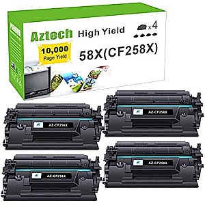 Aztech Compatible Toner Cartridge Replacement for HP 58X CF258X 58A CF258A Laserjet Pro M404n M404dn MFP M428fdw M428dw Printer (Black, 4-Pack)