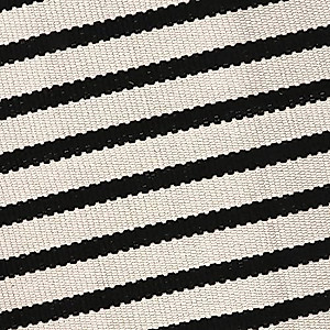 LEEVAN Black and White Striped Outdoor Area Rug 4x6 ft Patio Rugs Washable Woven Cotton Boho Living Room Rug Farmhouse Collection Large Floor Carpet for Courtyard/Bedroom