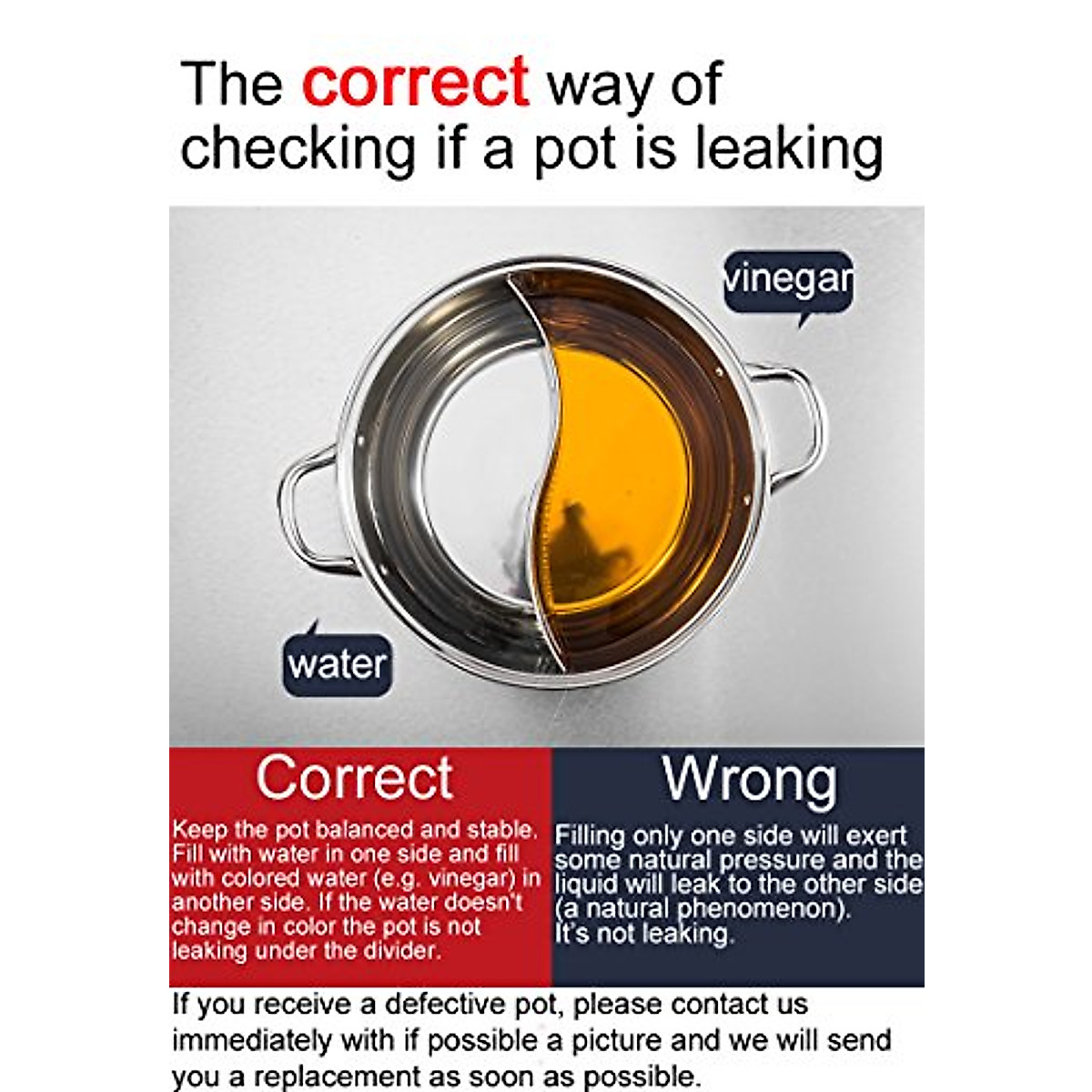 Yzakka Stainless Steel Shabu Shabu Hot Pot Pot with Divider for Induction Cooktop Gas Stove (34cm, Without Cover)