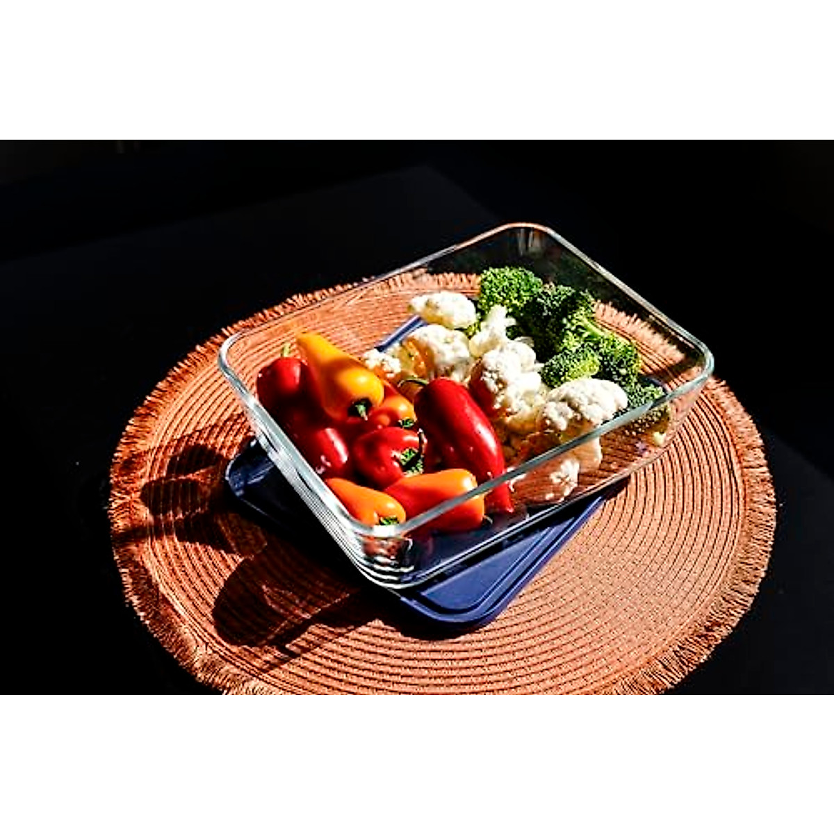 DURA LIVING 4-Piece Glass Food Storage Container (2 Containers + 2 Lids) | 11-Cup Rectangular, Leakproof | Microwave, Freezer, Oven & Dishwasher Safe | Ideal for Meal Prep & Pantry Organization