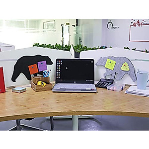 Omitfu Bulletin Strip Bar 2Pcs Bear Shape Felt Pin Board Self Adhesive Cute Bulletin Memo Boards Strip Wall Decorative Tiles with Pushpins - 14 x 8 x 0.5 inches