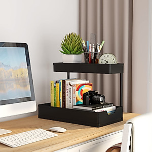 2 Pack Under Sink Organizers and Storage, 2 Tier Pull Out Cabinet Organizer Sliding Cabinet Basket Organizer Bathroom Kitchen Storage with Siding Drawers Multi-Purpose Office Organization and Storage