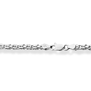 Miabella Solid 925 Sterling Silver Italian 3mm Square Byzantine Link Chain Necklace for Women Men, 925 Handmade in Italy (Length 20 Inches)