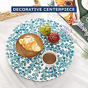 CLAYNIX Lazy Susan for Countertop - Lazy Susan for Table, Mother of Pearl Turntable Organizer, Wood Round Spinning Tray Rotating for Kitchen, Cabinet, Counter Spice Pantry.12.5 Inch