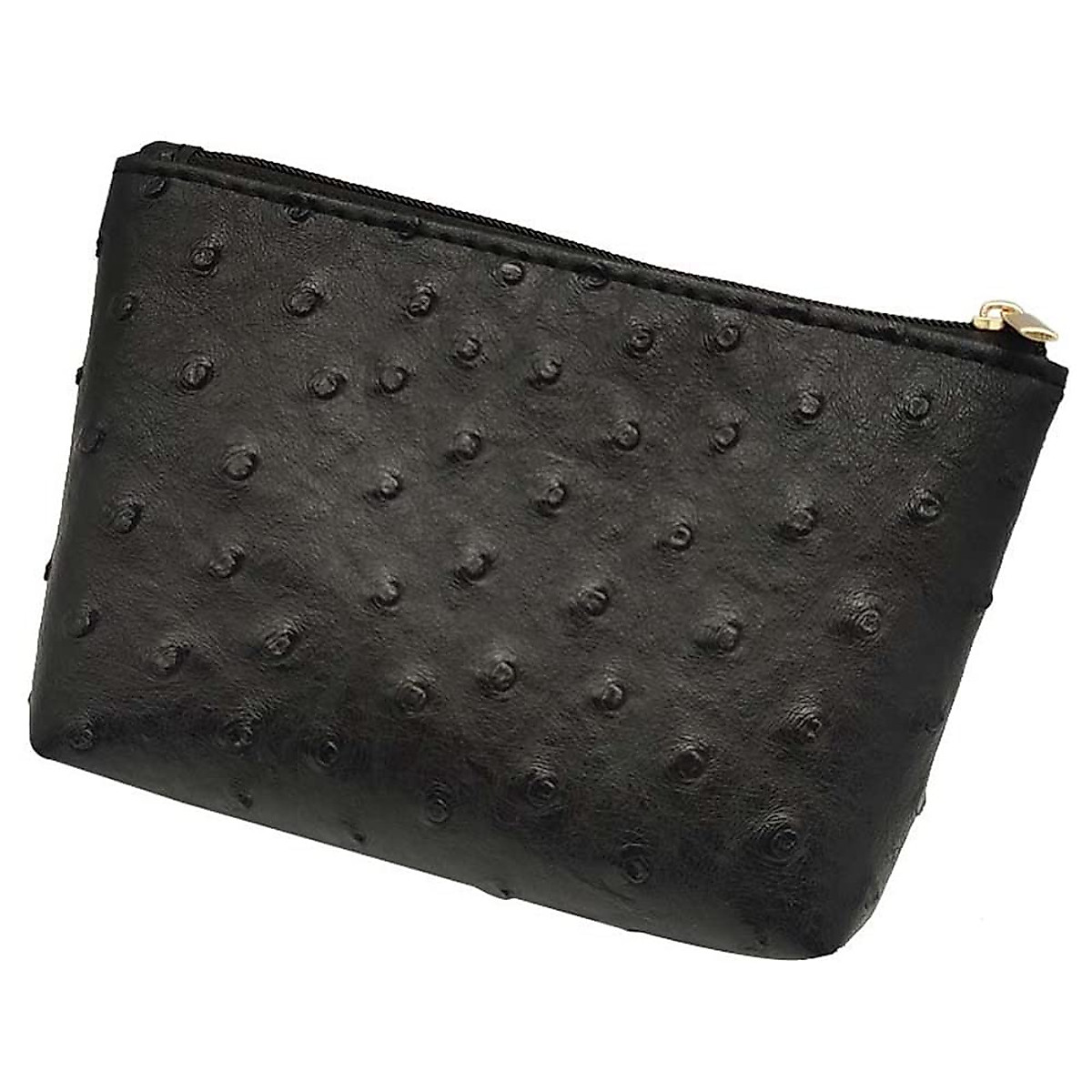 Bestmaple Portable Fashion PU Ostrich Grained Leather Coin Pouch Credit Card Holder Small Thin Wallet Travel Pouch Change Zipper Purse (Brown)