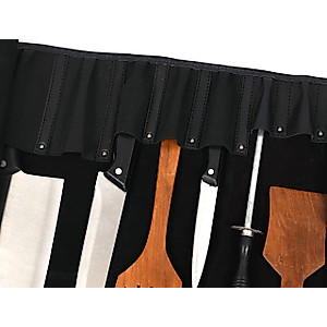 Aaron Leather Goods Leather Knife Roll Storage Bag | Elastic and Expandable 10 Pockets | 6 Leather Pocket | Travel-Friendly Chef Knife Case Roll (Raven, Leather)