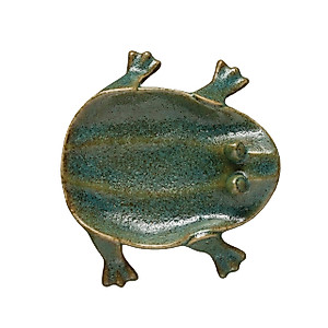 Creative Co-Op Decorative Footed Frog Dish with Reactive Glaze Finish (Each one Will Vary)