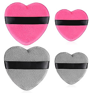 Molain Heart Shape Makeup Blendiful Puffs, 4PCS Cotton Powder Puff, Makeup Tool, Beauty Sponges Blender Cleanser