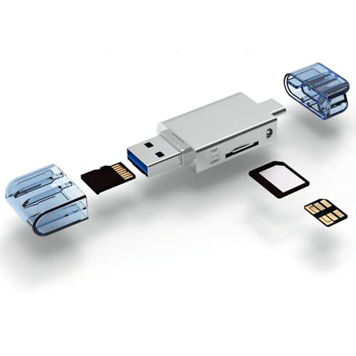 ChenYang Nano Memory Card & TF Micro SD Card to USB C & USB 2.0 Card Reader Adapter Plug & Play