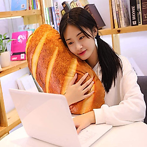 Levenkeness 3D Simulation Bread Shape Plush Pillow,Soft Butter Toast Bread Food Cushion Stuffed Toy for Home Decor 23.6"