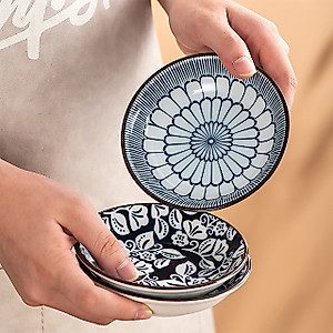 SYJAN HOME Ceramic Dipping Bowls,4 Inch Soy Sauce dish,Pinch Bowls Set of 6,Side Dishes for Snack,Sushi,Sauce,3 Oz Japanese Style Small Bowls for Side Dishes,Kitchen Prep,Vintage Blue