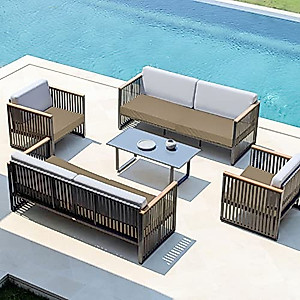 Easy-Going Waterproof Patio Cushion Covers 24x22x4 inch 2 Pack Replacement Non-Slip Outdoor Seat Cushion Slipcover with Zipper. ONLY Covers. Camel