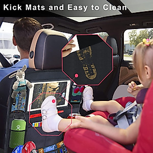 Ecurfu Backseat Car Organizer, Back Seat Protectors Kick Mats, Car Storage Bag with iPad Tablet Holder + 9 Storage Pockets for Kids Toddlers, Travel Accessories (1PC)