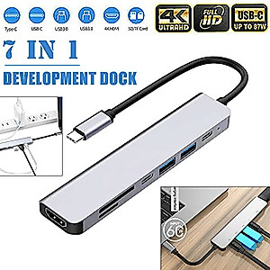 8-in-1 USB C Hub Type-C 3.1 to 4K HDMI-Compatible RJ45 USB SD/TF Card Reader PD Fast Charge USB Dock for MacBook Air Pro PC HUB