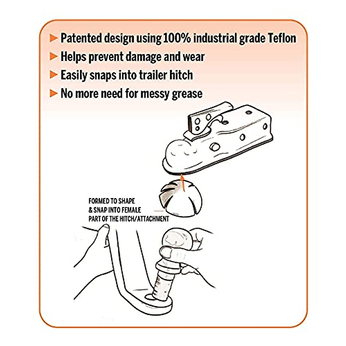 Ball Hitch Shield - Fits 2 516 or 2 12 Ball Replace The Grease with a 100 Industrial Grade Teflon Shield No More Mess, white