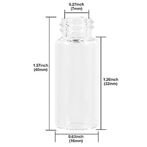 Cadbibe 4ml Clear Glass Vials with Screw Caps and Plastic Stoppers, 1 Dram Small Liquid Sample Vial, Leak-Proof Vial, 12PCS