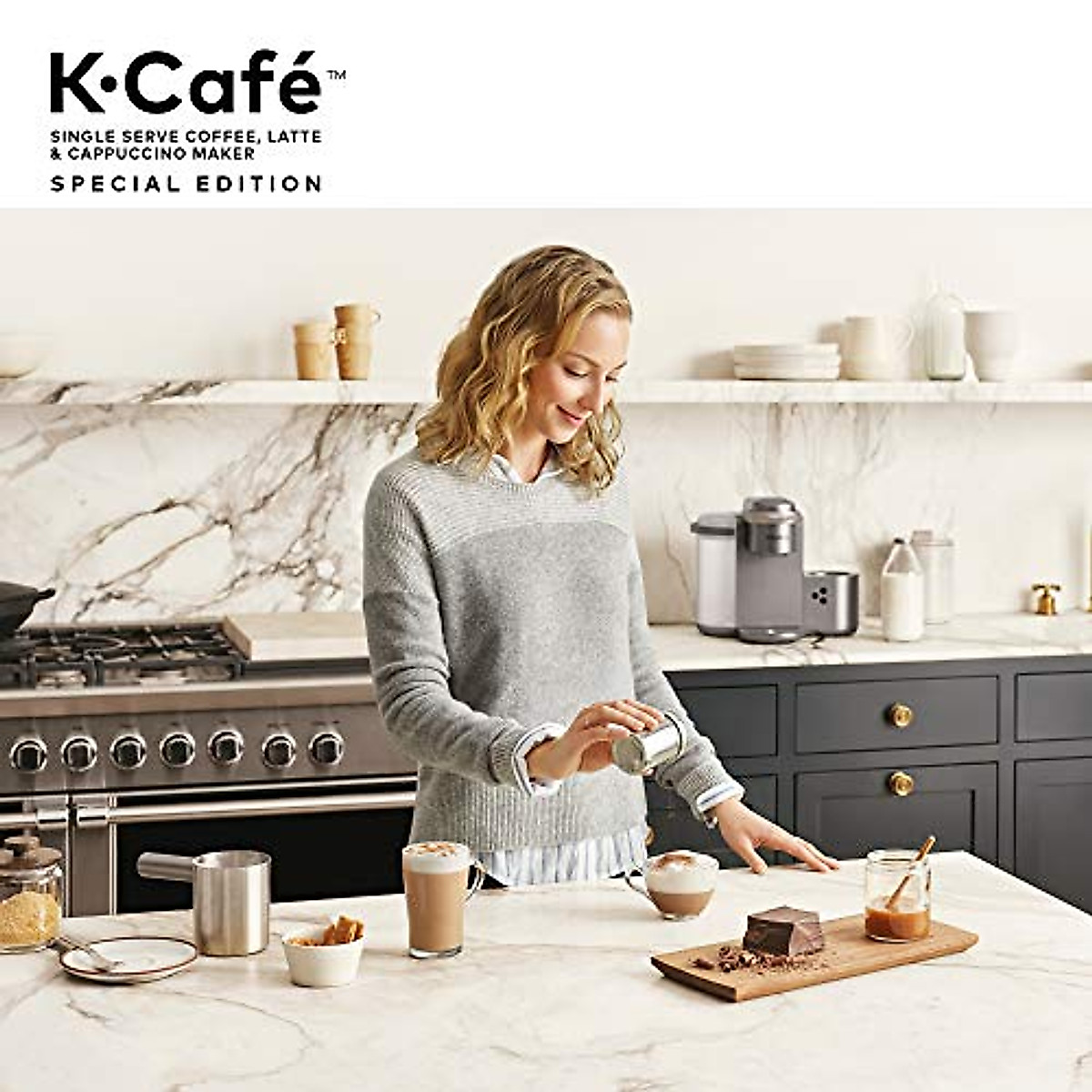 Keurig K-Cafe Special Edition Single Serve K-Cup Pod Coffee, Latte and Cappuccino Maker, Comes with Dishwasher Safe Milk Frother, Shot Capability, Nickel