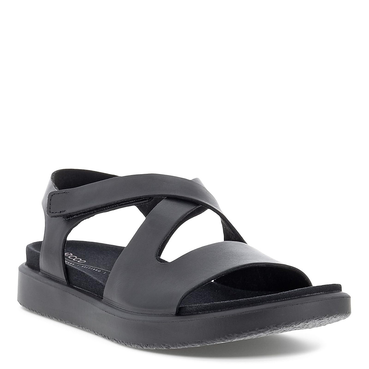 ECCO Women's FLOWT Cross Strap Sandal, Black, 10-10.5