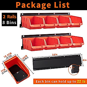 NETWAL Garage Rack with 8 Bins, Wall Mount Storage Bins, Parts Rack, Tool Organizers and Storage Screws and Bolts