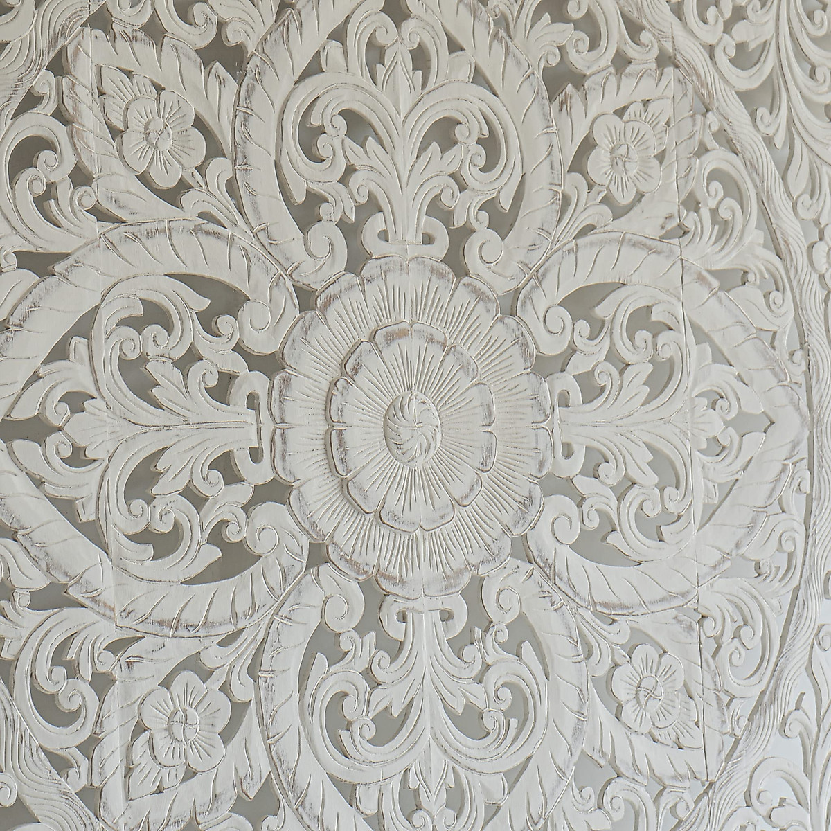 King Bed Headboard Wood Carved, Mandala on Wall Panels, Luxury Residence Plaques Decor, 76 inches