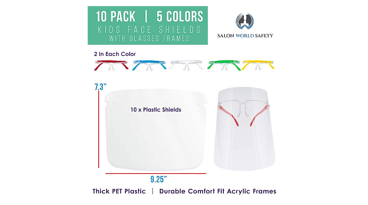 TCP Global Kids Face Shields - Protect Eyes & Face