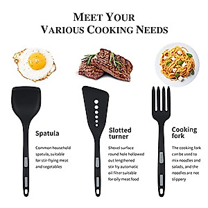 KONOLL Silicone Spatula Set for Nonstick Cookware, Cooking Fork to Stir Mix Mash, Kitchen Utensils Set - 460°F Heat Resistant, 3pcs Green Flexible Kitchen Slotted Spatula, Dishwasher Safe