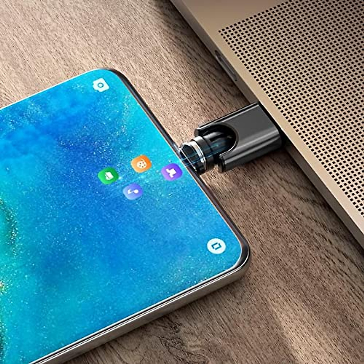 BoxWave Cable Compatible with Oculus Quest 2 - MagnetoSync Mini Adapter, Magnet Charging Cable USB Type-C Micro USB - Jet Black