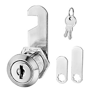 Cabinet Cam Lock Keyed Alike, 1-1/8" with Keys, Replacement Secure Drawer RV Camper Storage Lock for Cylinder Tool Box Mailbox Truck Vending Machine File, Zinc Alloy Chrome Finish (3Pack)