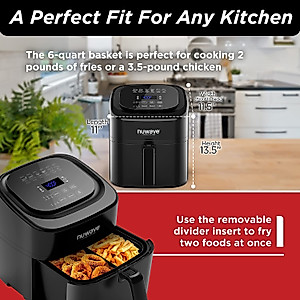 Nuwave 6-quart Brio Healthy Digital Air Fryer with One-Touch Digital Controls, 6 Preset Menu Functions & Removable Divider Insert, Black