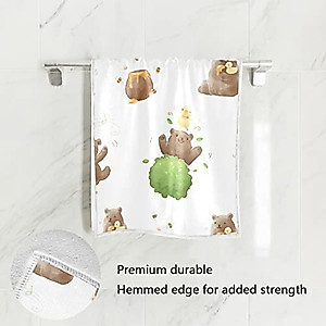HUSSRITY Adorable Bear and Duck Towels Super Soft Hand Towel Highly Absorbent Washcloths Quick Dry Bath Towel 30x15 Inch Durable Lightweight