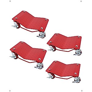 Garvee Car Dolly Set of 4 with 6000 lbs Capacity, Carbon Steel Heavy Duty Car Mover Wheel Dollies with Antiskid Plate & 360 Degree Rotatable Wheel, 16"*13", Red