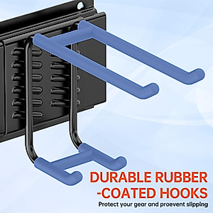 LOZAGU Garage Storage, Garage Tool Organizer wall Mount 48 Inches, Adjustable Metal Tools Hooks, Yard Shed Rack, Tool Holder for Hanging Rake Broom Mop Snowboard, New Home Gift (Double layer hook)