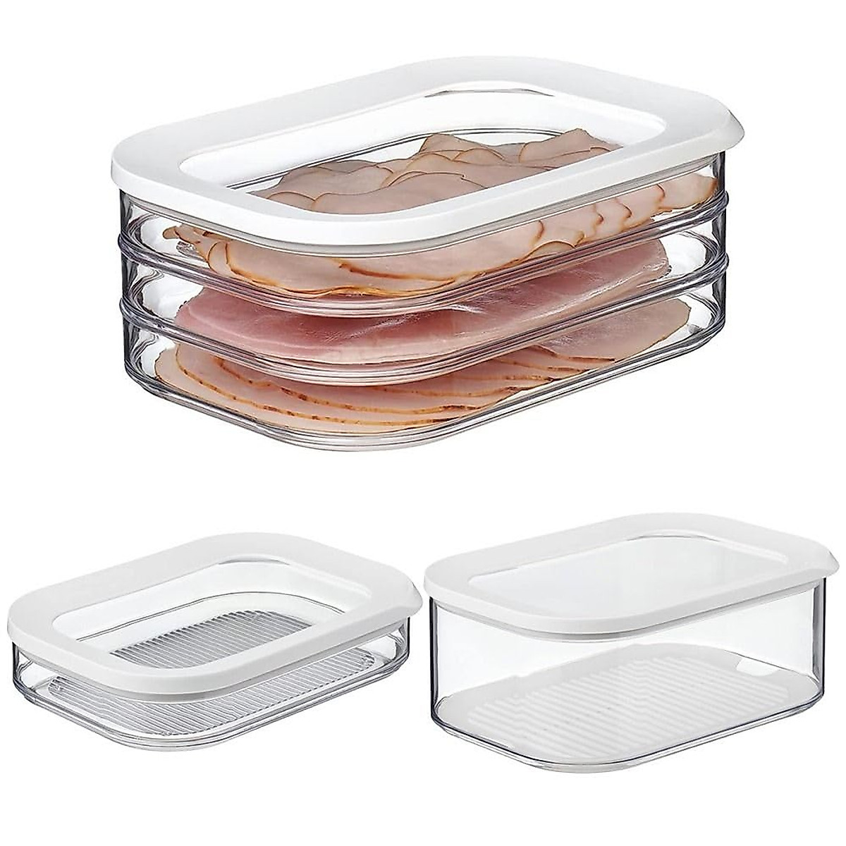 Generic Deli Meat Container for Fridge,Meat Pieces Storage Box,Food Storage Boxes with Lid,Cheese Keeper Box,Portable Meat Container(1 Tier Storage Box), AM0XEB0KQWAUS