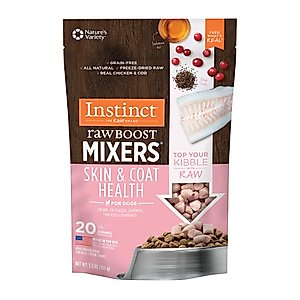 Instinct Raw Boost Mixers Freeze Dried Dog Food Toppers For Dry Food, Grain Free Dog Food Toppers with Chicken For Dogs - Skin and Coat Health, 5.5 oz