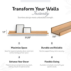 InPlace Shelving 0191826 Stafford Wall Mountable Shelf, Unfinished, 31-Inch Wide by 4-Inch Deep by 5-Inch High