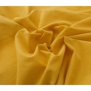 Generic Mustard Yellow Cotton 100% Duvet Cover Boho Duvet Cover Stonewashed Cotton Bedding Soft Cotton Queen King Cotton Bedding Euro Custom Cottonduvet Duvet Cover Set (Queen 90X90), BE-CR- 0005
