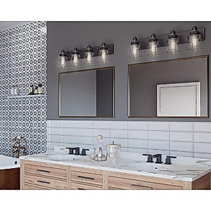 Calhoun Collection 4-Light Clear Glass Farmhouse Bath Vanity Light Antique Bronze