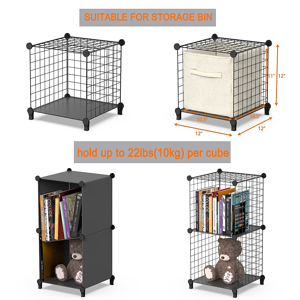 HOMIDEC Cube Storage, Storage Shelves 9 Cube Bookshelf Bookcase Closet Organizer and Storage Wire Storage Cube Multi-Use DIY Storage Cube Shelf for Books, Toys, Clothes, Tools