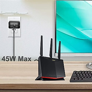 HKY AC Adapter for ASUS Dual-Band Rt-AC66U RT-N66U RT-N65U RT-N56u RT-N66r RT-N66w Rt-AC66r Rt-AC66W RT-AC68U RT-AC68W RT-AC68P RT-AC68R N750 N900 AC1750 AC1900 Router Power Supply Cord with 3 Tips