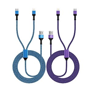 Multi Charging Cable 2-in-1, 4FT Long Multiple Charger Cord USB to Lightning & Type C Port Apple and Android Braided Charging Wire for iPhone 15 Pro Max 14 13 12 XR 8Plus, iPad Air/mini, Galaxy, Pixel