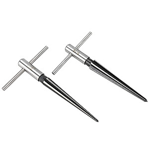 YaeKoo 2 pcs Tapered Reamer T Handle 6 Fluted Chamfer Bridge Pin Hole Hand Held Reamer Sizes 1/8"-1/2" (3-13mm) & 5''-5/8'' (5-16mm) Handle Drilling Tools